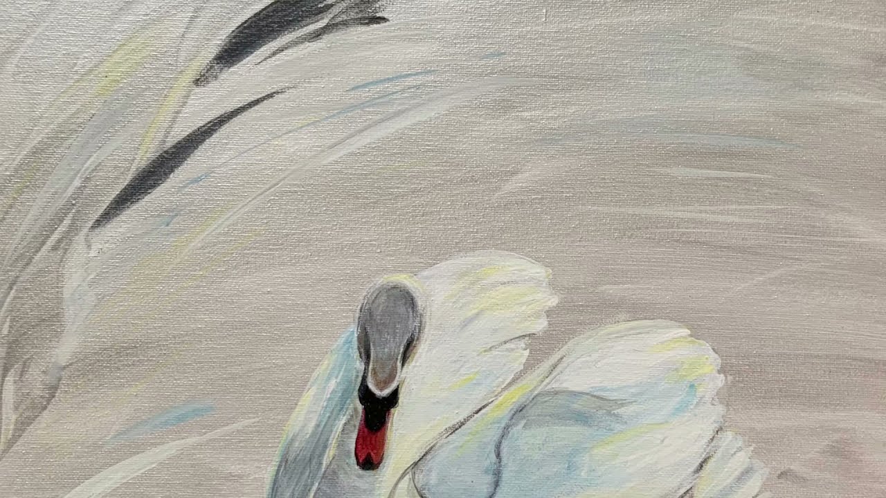 How to paint a white swan in acrylic paints. Free tutorial ...