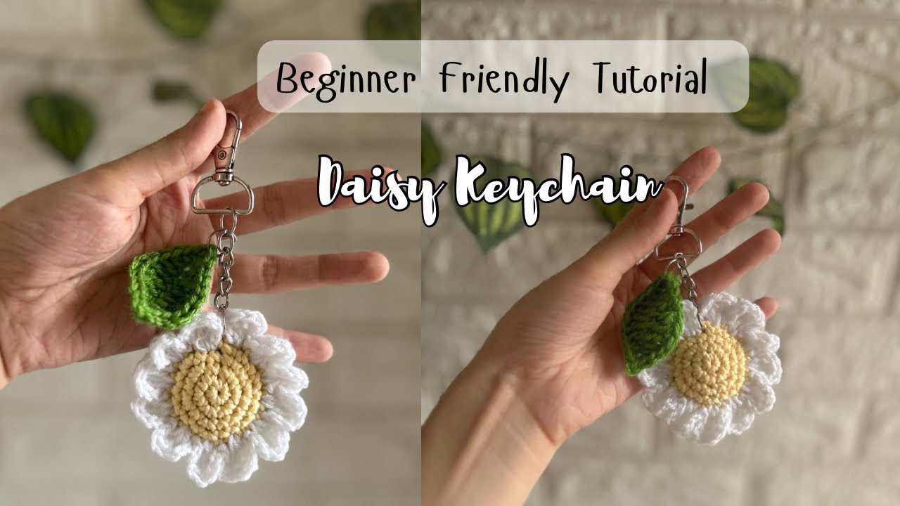 Easy Daisy Keychain Crochet Tutorial 🌼 | Beginner-Friendly Flower ...
