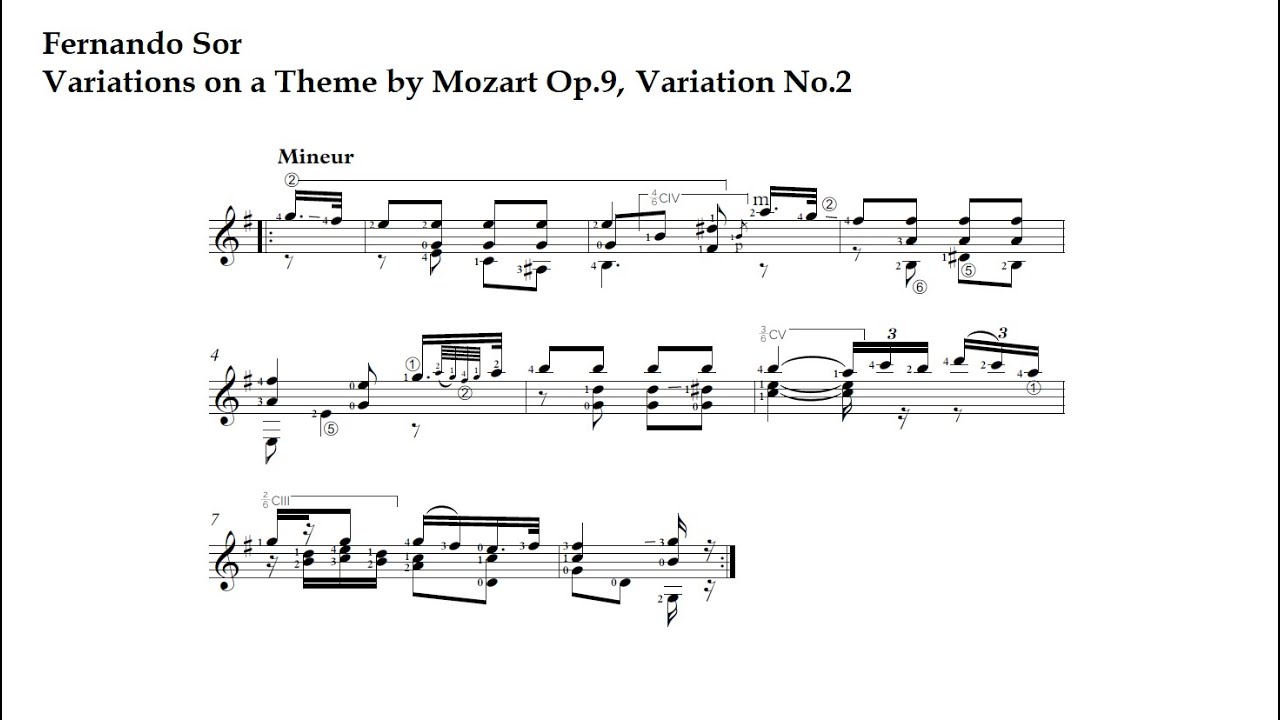 F. Sor Variations on a theme by Mozart, V2 - YouTube