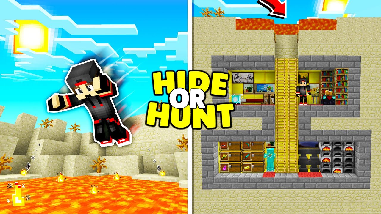 I made a SECRET Minecraft BASE UNDER LAVA.. (Hide or Hunt) - YouTube