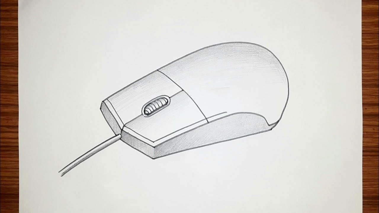 How to draw Computer Mouse 🖱 step by step | Computer Mouse drawing easy ...