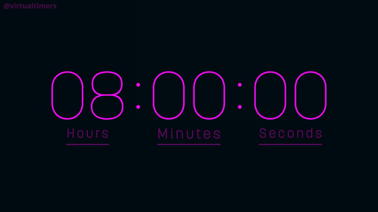 8 Hours Countdown Timer with Alarm & Time Markers / Chapters - Rounded - Pink - YouTube