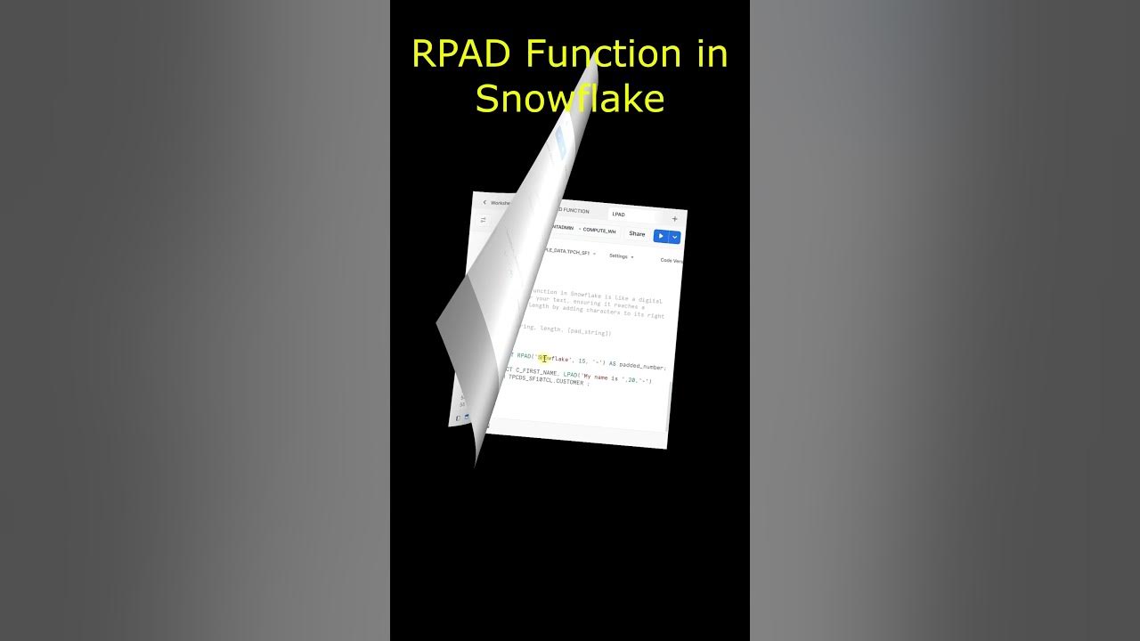 Snowflake Sql Rpad Essentials For Text Tailoring ️ Snowflakesql Techshort Sqlshorts Youtube