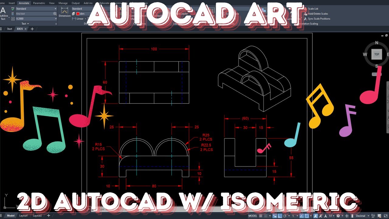 AutoCAD Art - 2D Modeling to Music - YouTube