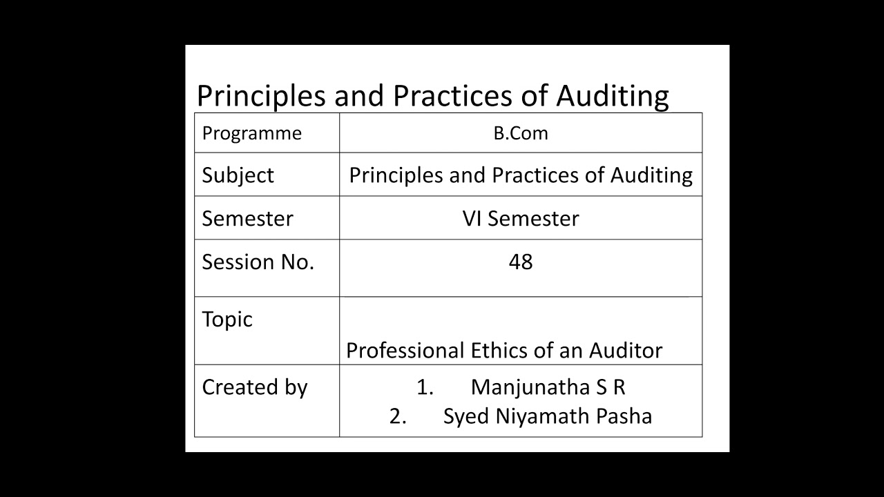 Professional ethics of an Auditor - YouTube