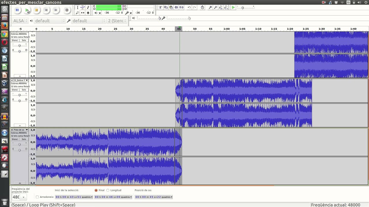 Audacity (7): com usar els efectes "cross fade in" i "cross fade out ...