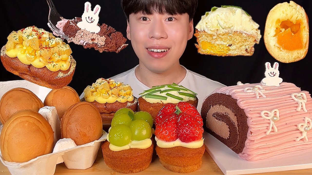 Sub 에그서울의 다양한 계란빵들 And 노티드 도넛 베리 초코롤 케이크 먹방 Asmr 딸기 샤인머스캣 대파크림치즈 스위트콘
