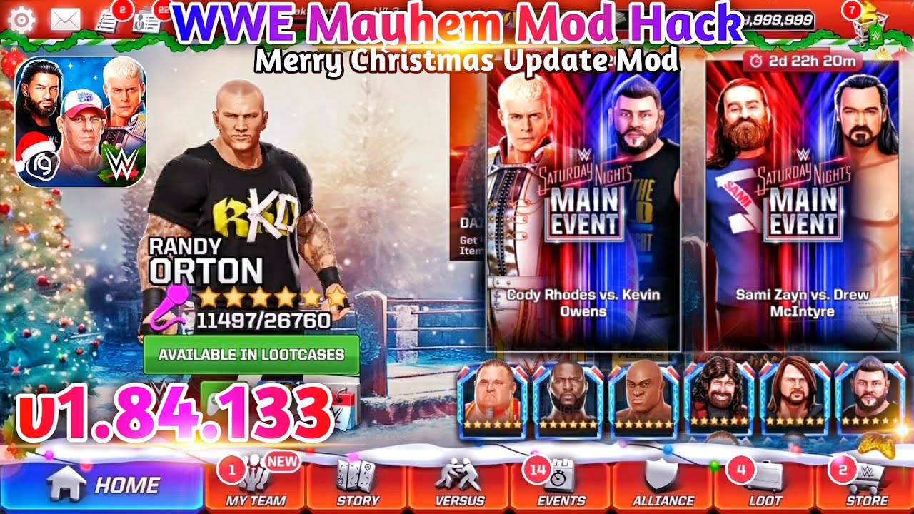 WWE Mayhem Mod Apk v1.84.133 | WWE Mayhem Merry Christmas Update Mod v1 ...