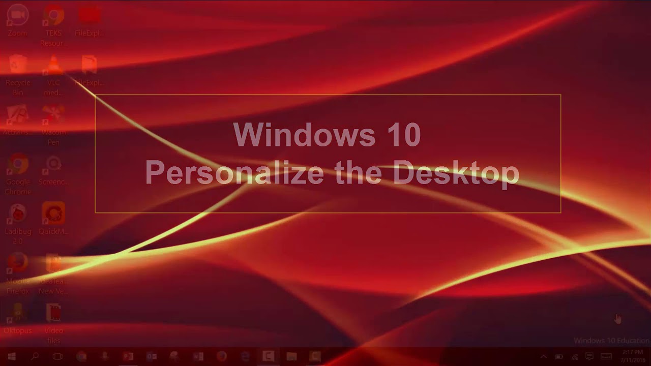 Win10 Personalize the Desktop - YouTube