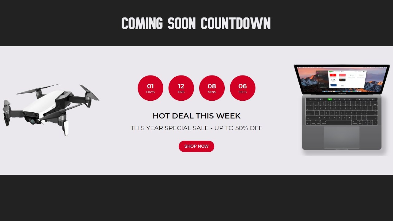 Coming Soon Page Html Css And Javascript Youtube