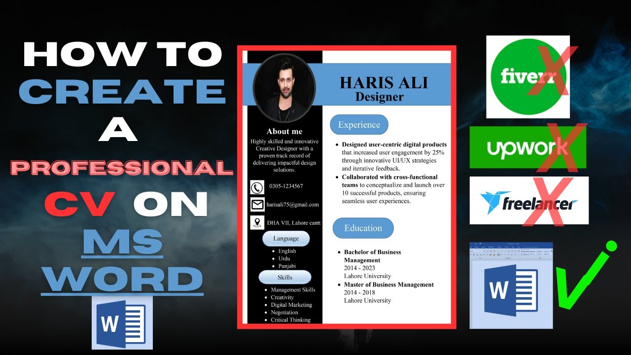 How to create professional CV on MS Word - YouTube