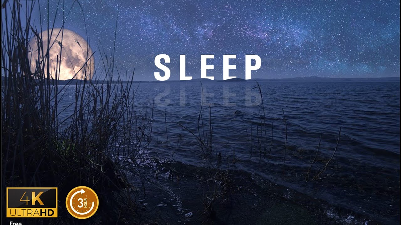 Soothing Lake Waves at Night with Moon | Sleep Sound for Relaxation and ...