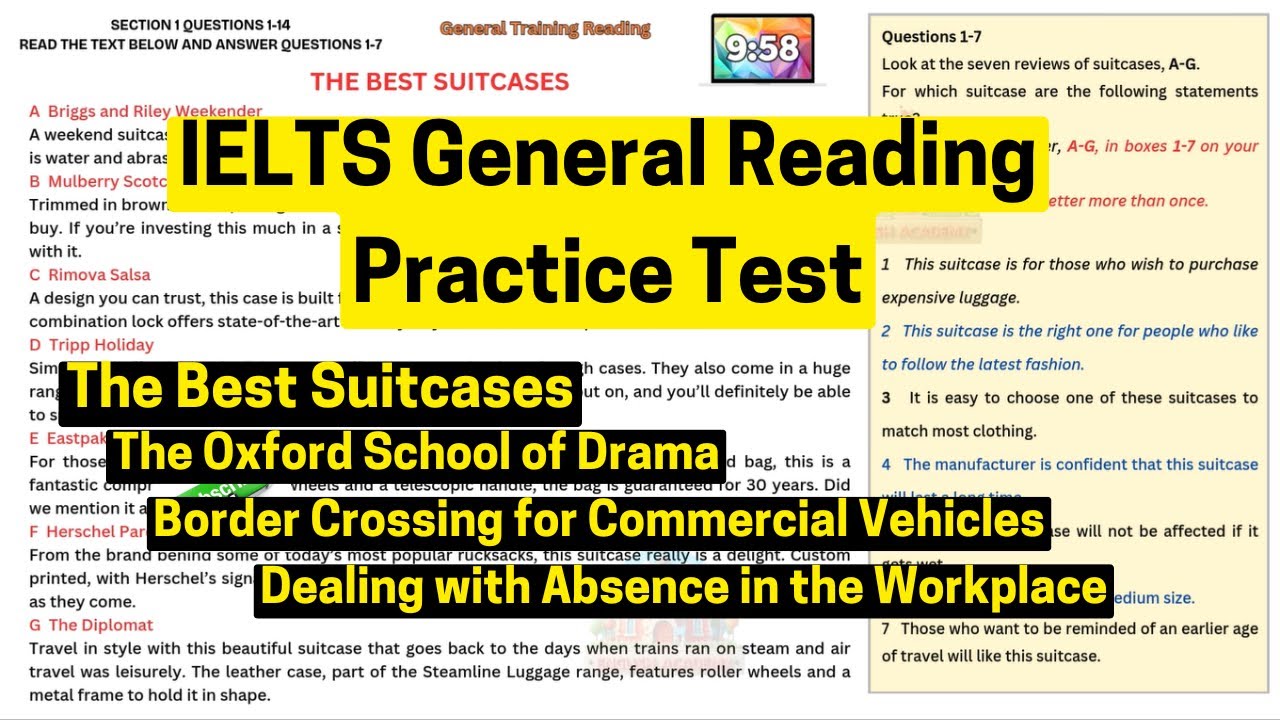 IELTS general reading practice test | The best suitcases & The Oxford ...