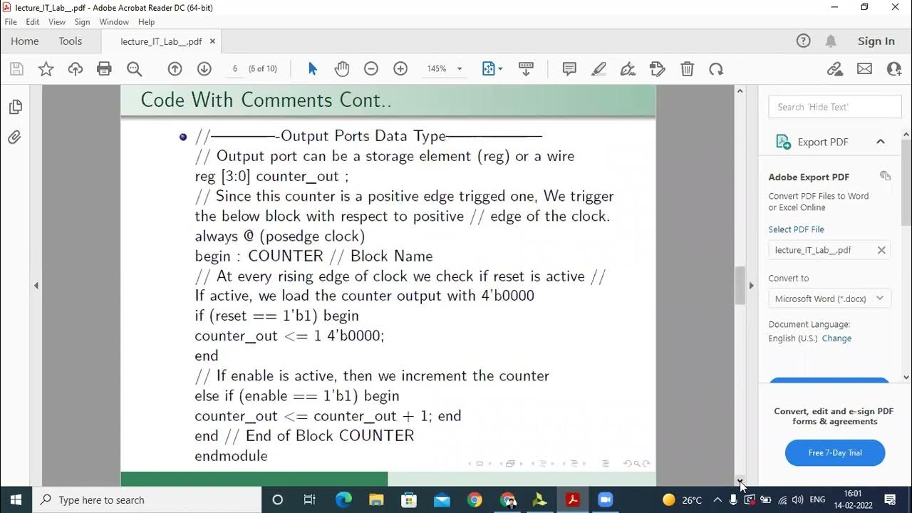 Xliinx Vivado Counter Synchronous Logic VLSI - YouTube