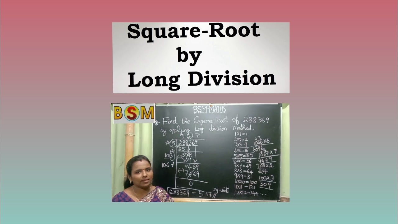 FIND THE SQUARE ROOT OF 288369 BY APPLYING LONG DIVISION METHOD. - YouTube