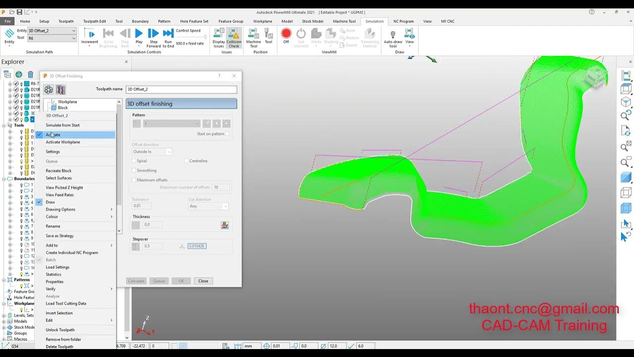 Powermill Tips And Trics 3d Offset Youtube
