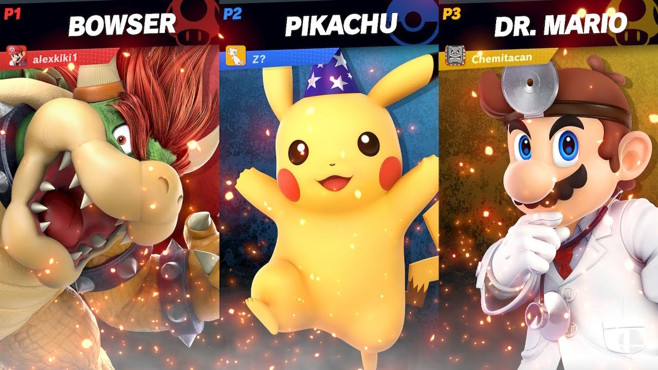 Super Smash Bros Ultimate- Bowser vs Pikachu vs Dr.Mario - YouTube