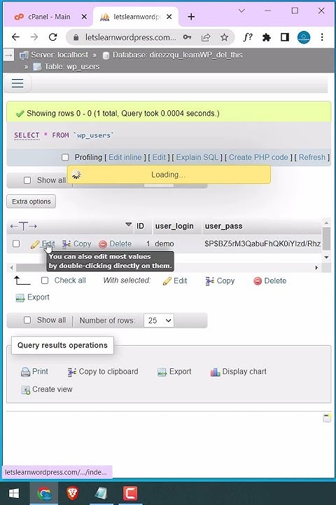 PHPMyAdmin: How to change the WordPress admin password via the database ...