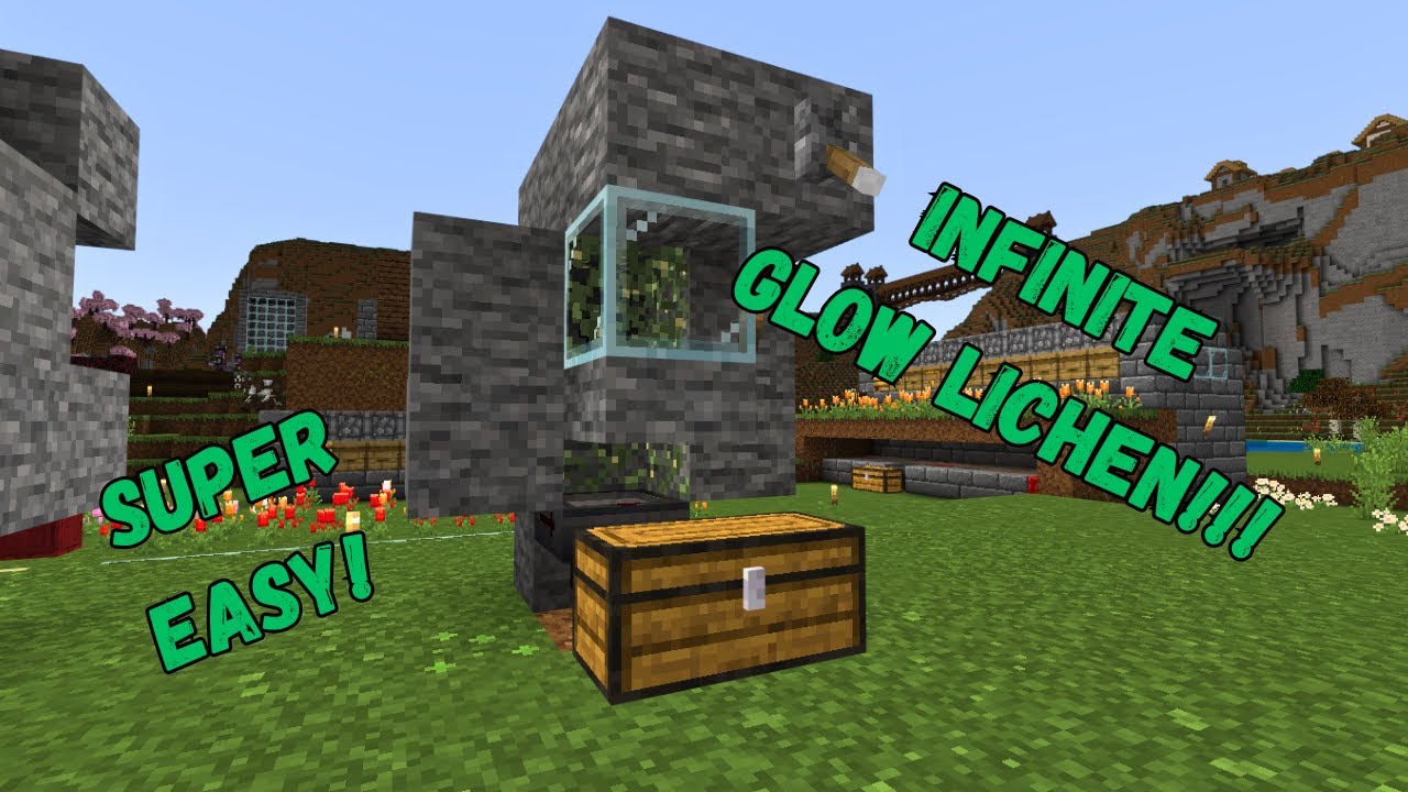 SIMPLE 1.20 AUTOMATIC GLOW LICHEN FARM TUTORIAL in Minecraft Bedrock ...