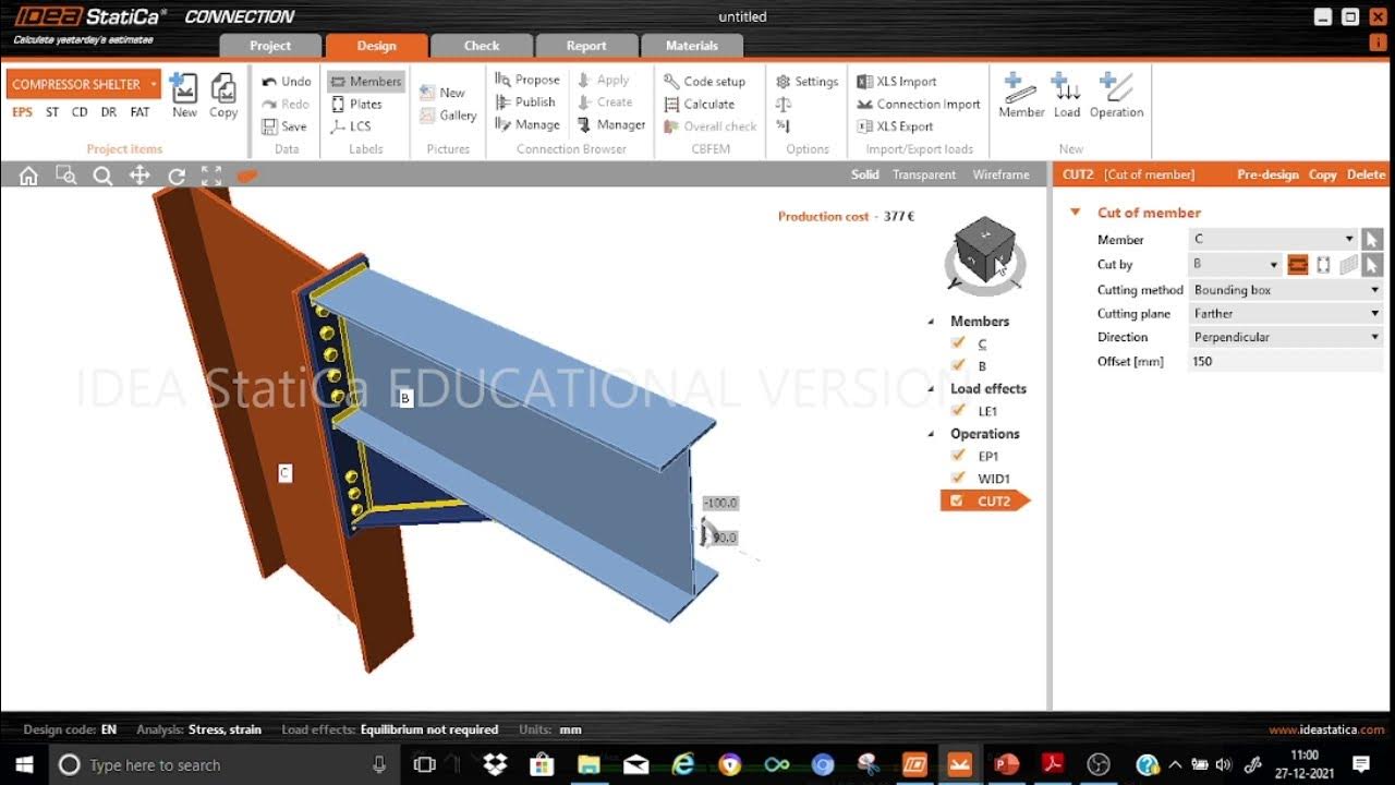 IDEA StatiCa: tutorial-8: Column-rafter eaves moment connection using bolted extended end plate ...