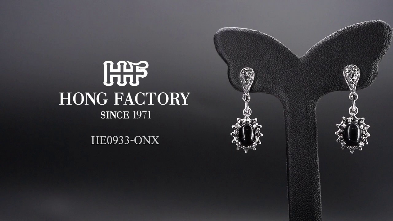 Classic oval stone with marcasite earring 「Hong Factory Official」 - YouTube