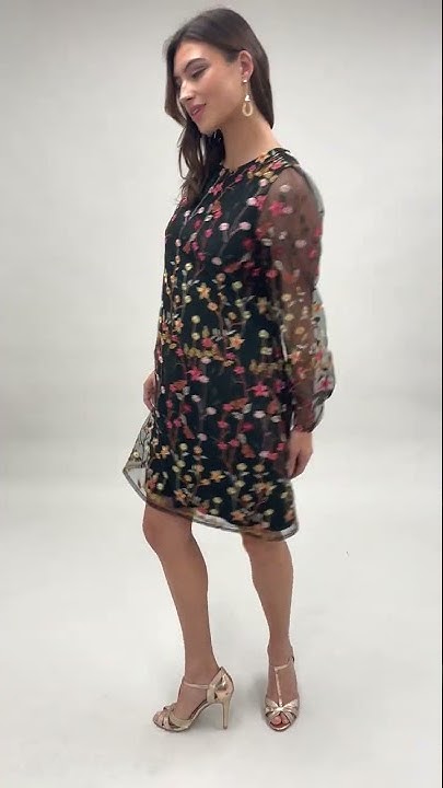 Yumi Black Embroidered Floral Tunic Dress Youtube