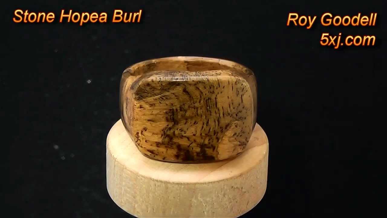 Three Rings: Stone Hopea Burl Snakewood and Tulipwood - YouTube