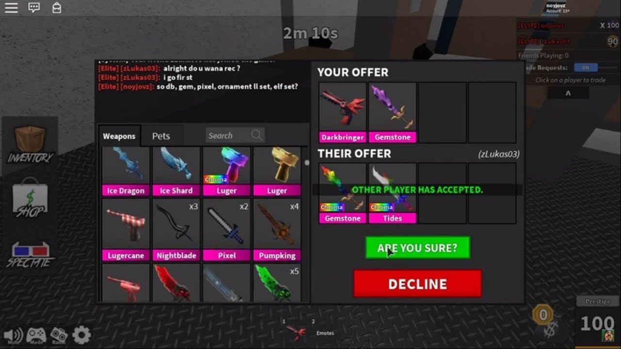 giving a random person a gemstone godly MM2! - YouTube
