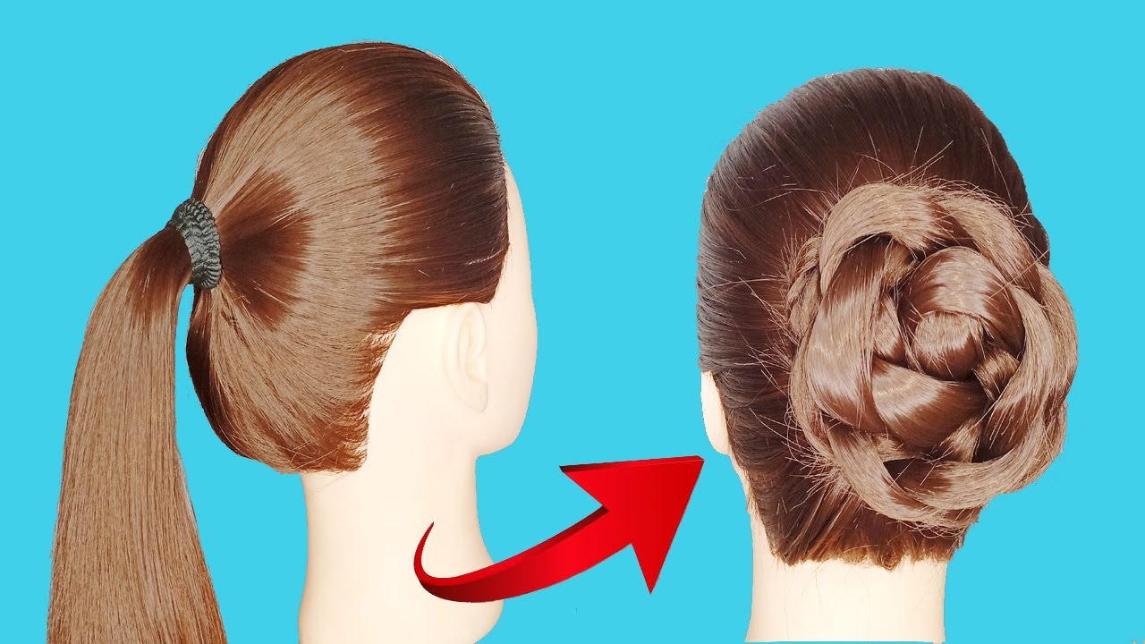Diwali Beautiful back Bun Hairstyle easy trick for Diwali Festival Hair ...