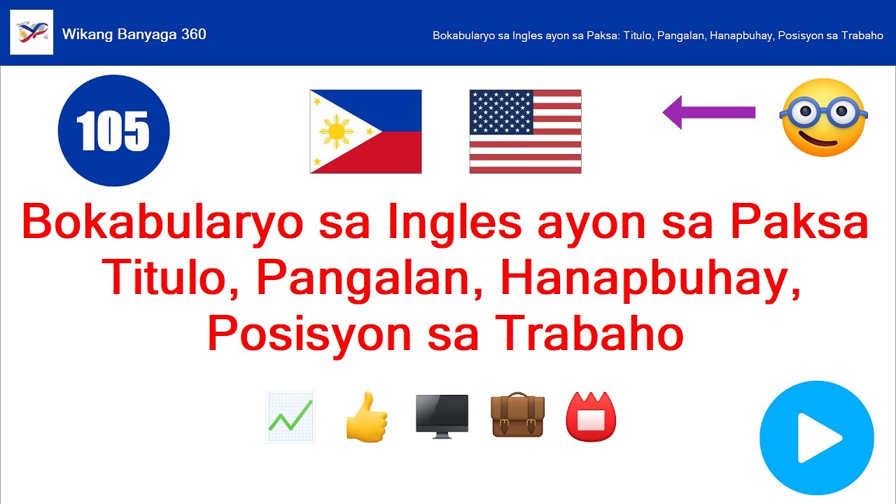 3. Bokabularyo sa Ingles ayon sa Paksa: Titulo, Pangalan, Hanapbuhay ...