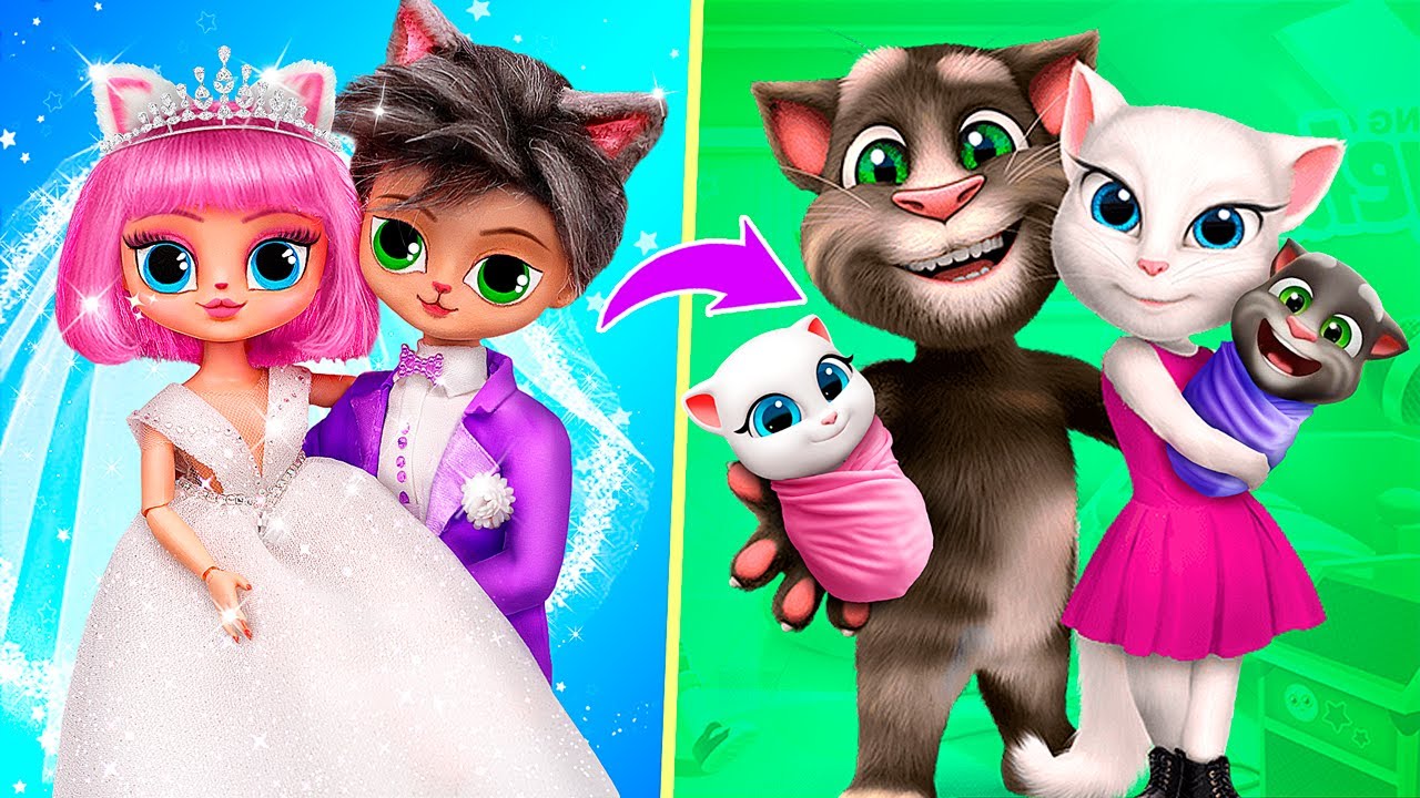 O casamento do meu Talking Tom e Angela / 30 DIYs para LOL OMG - YouTube