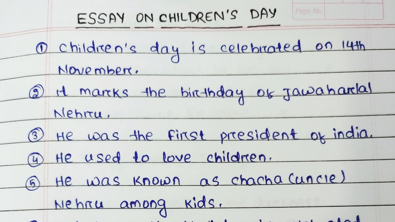Essay on Children's day celebration | Children's day for class 3,4,5,6 ...
