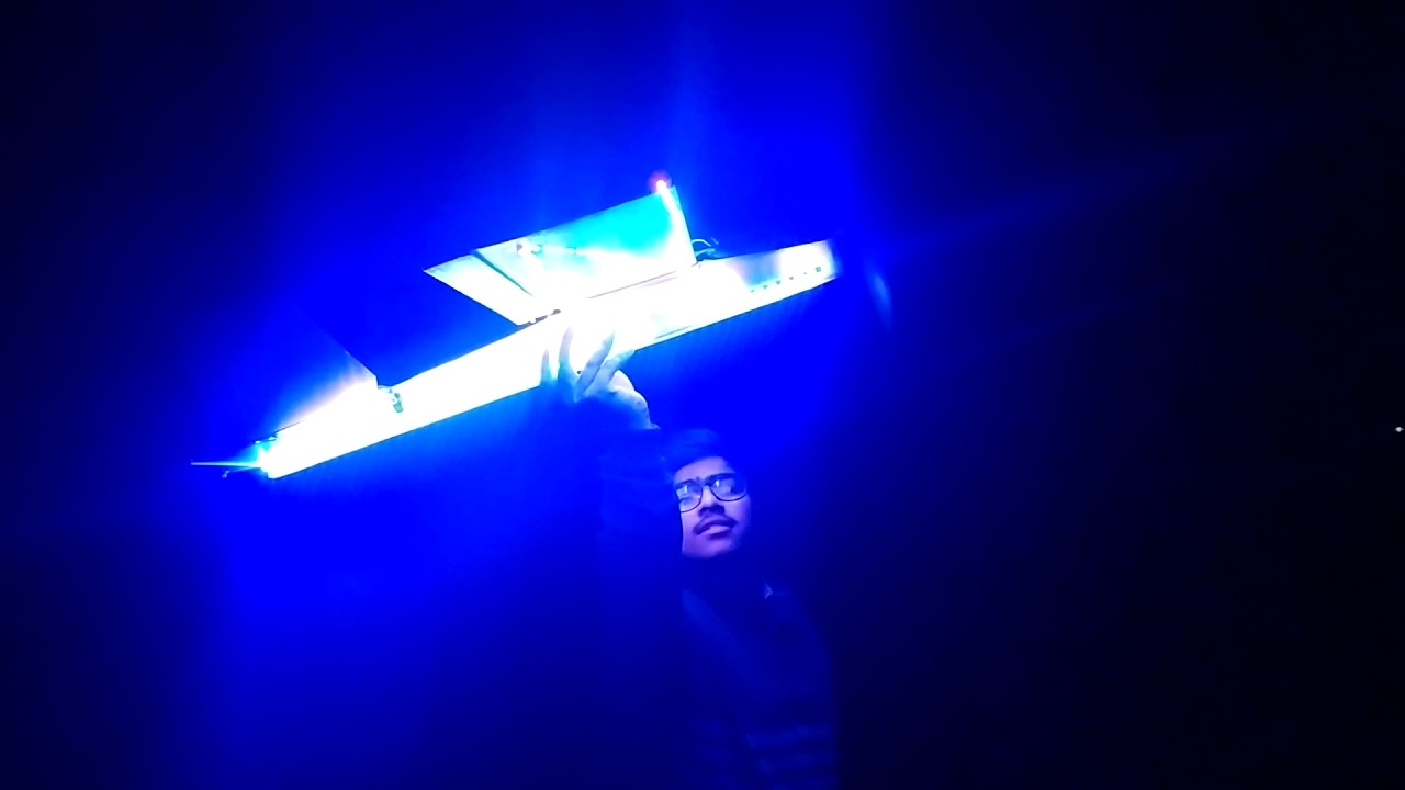 RC plane flying in night ️ ️|| night flying with LEDs - YouTube