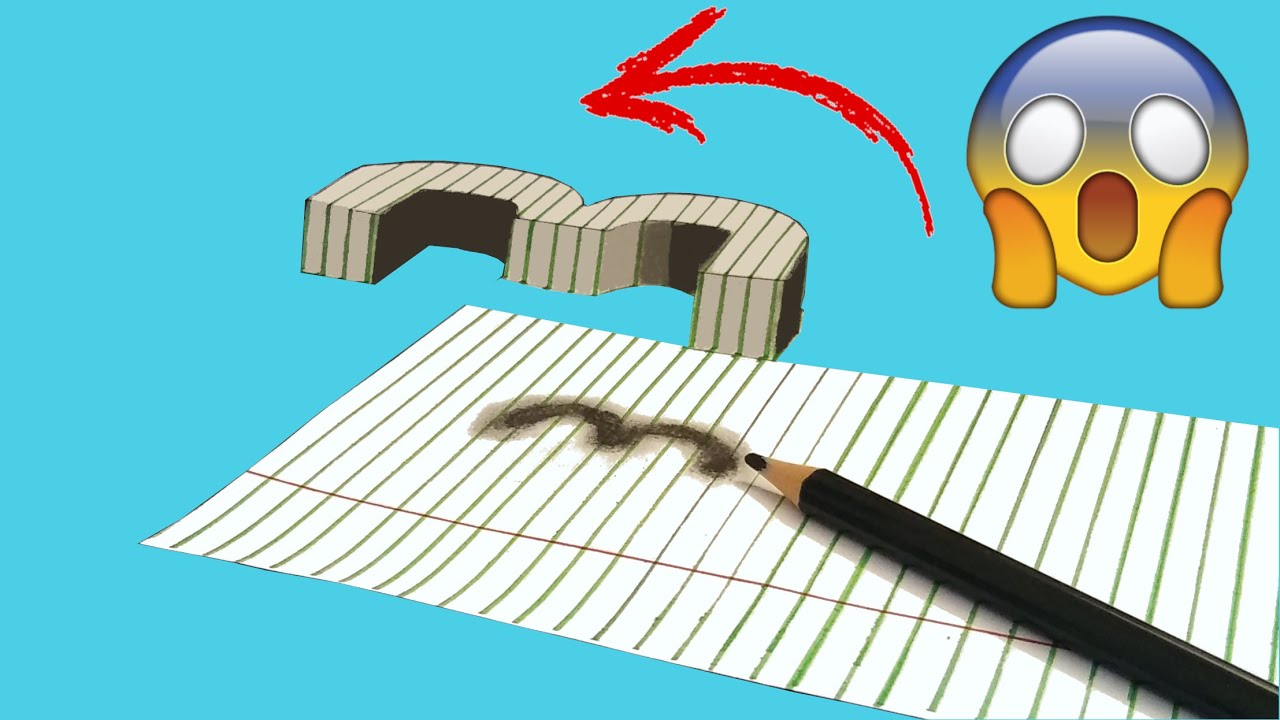 Very Easy!! How To Drawing 3D Floating number "3" #2 - Anamorphic ...