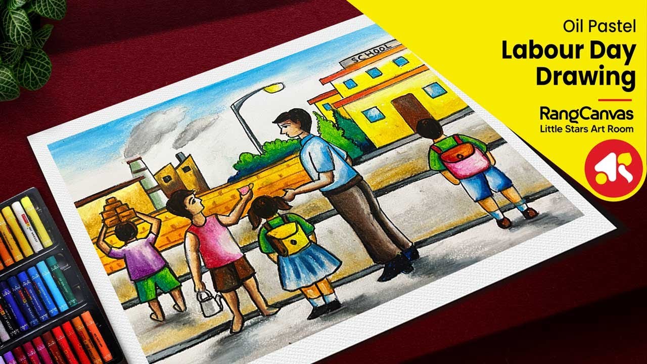 Labour Day drawing easy | Labour Day drawing with Oil pastel | World ...