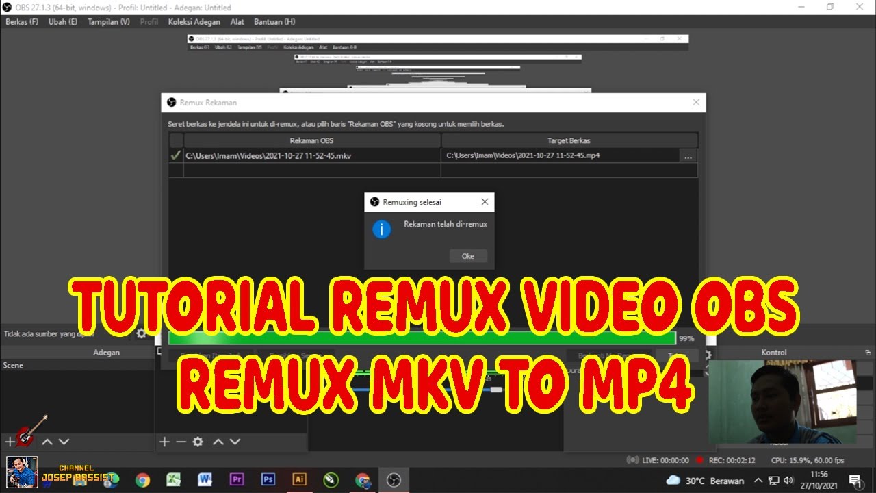 Tutorial Remux Video OBS (Open Broadcaster Software) | Remux MKV to MP4 ...