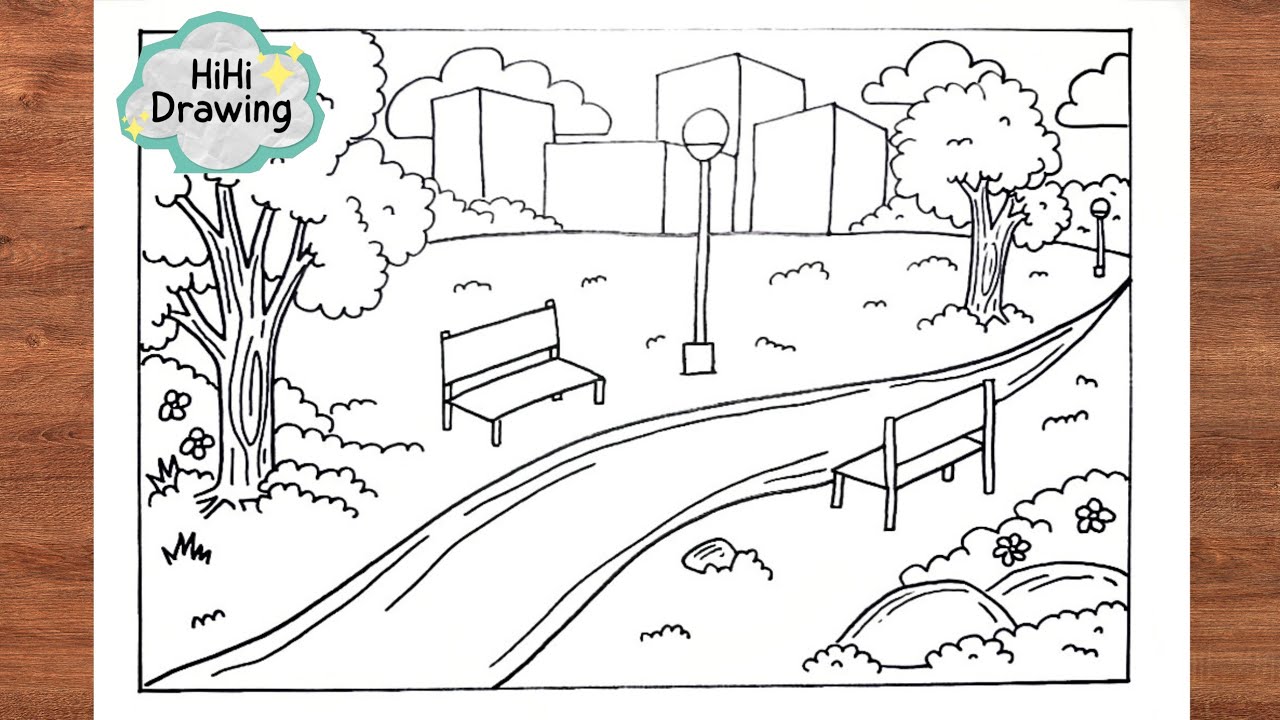 How to Draw a City Park | Easy Drawing Step by Step - YouTube