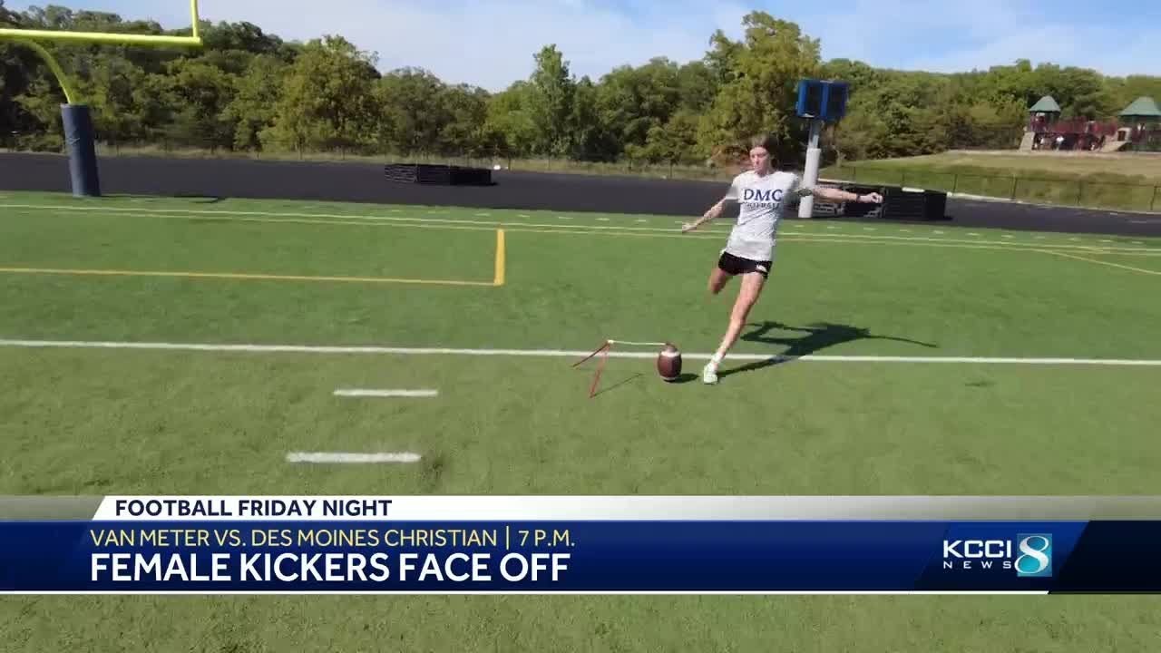 Iowa high school football game features 2 female kickers - YouTube