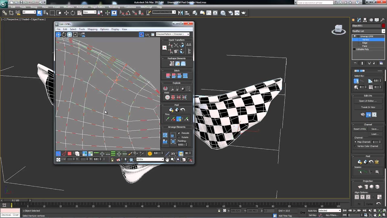 3ds max Modeling UVW Map Break Detach Edge Verts Make Seams - YouTube