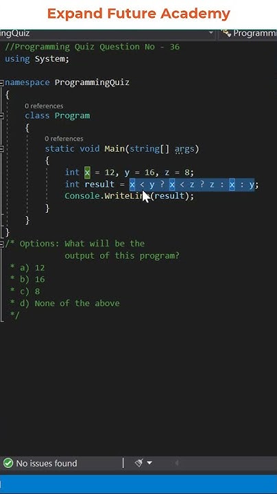 Solution for Programming Quiz Questions - Q36 - Expand Future Academy #Shorts #CSharp #Dotnet ...