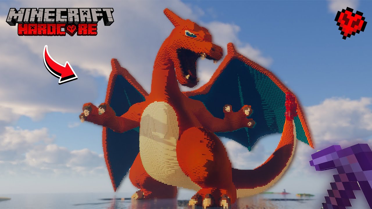How I Built a Massive Charizard Statue in Minecraft hardcor🤯 - YouTube
