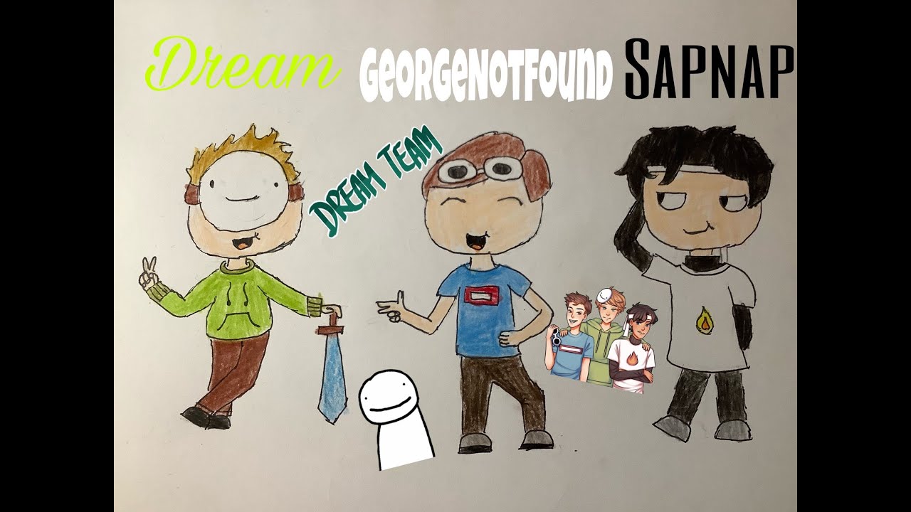 How to draw cartoon Dream, GeorgeNotFound and Sapnap | Minecraft ...