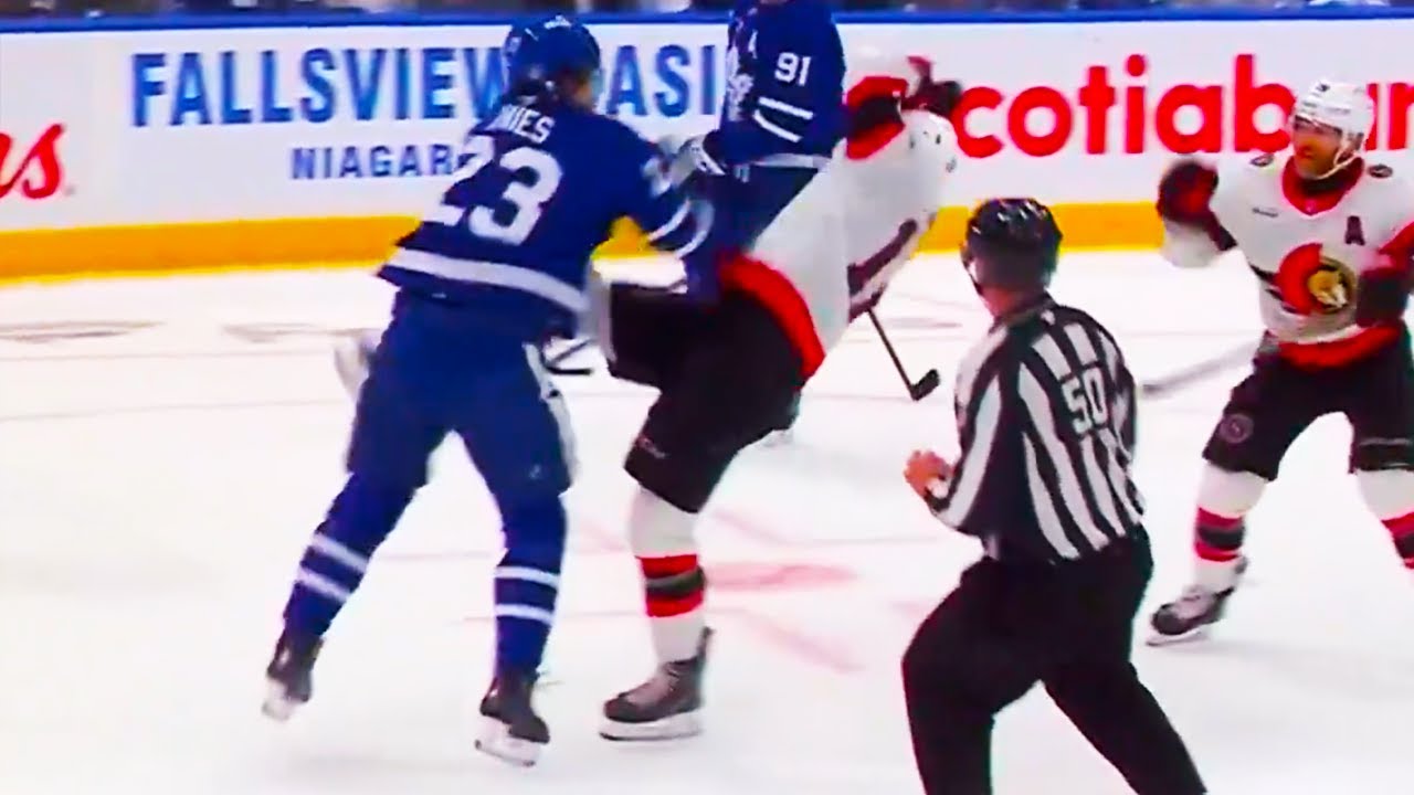 Matthew Knies Hit / Drops Shane Pinto after shooting puck after whistle ...