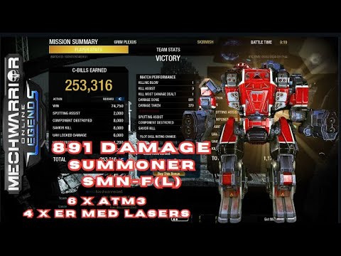 Mechwarrior Online: Summoner SMN-F(L) - 891 Damage at Grimm Plexus 1KB 1 KMDD Fought Hard - YouTube