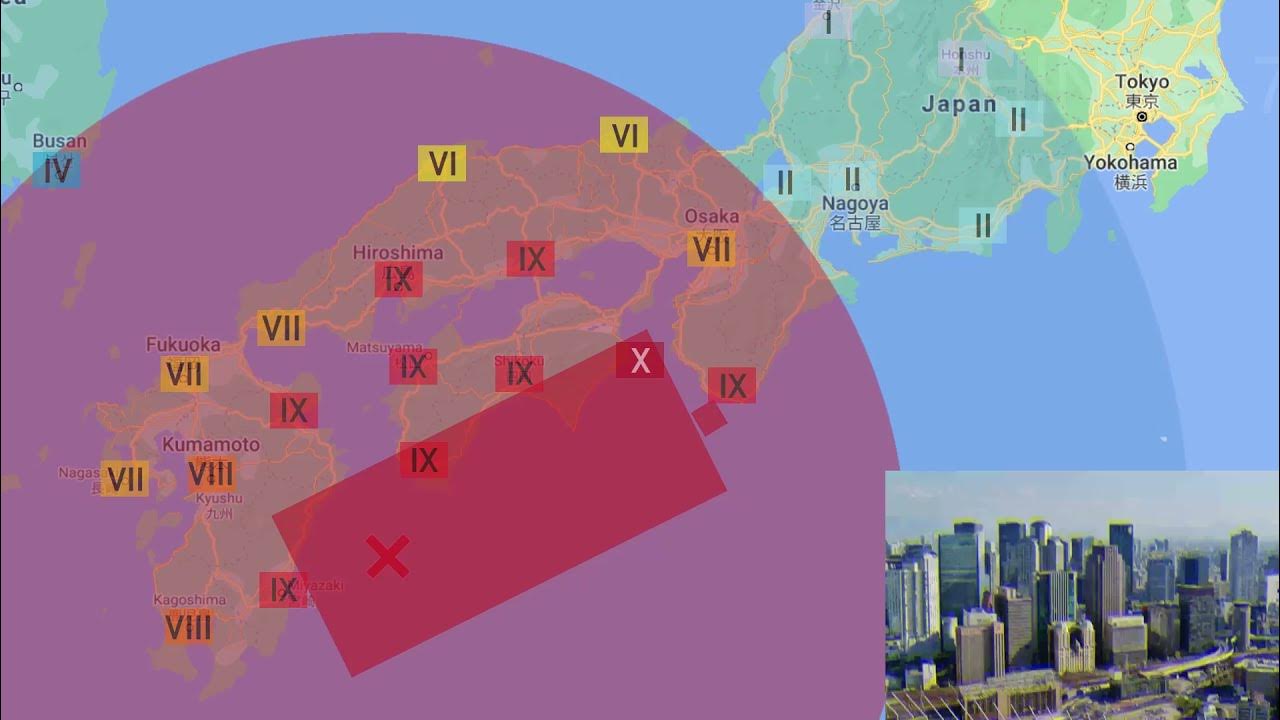 Magnitude 91 Nankai Megathrust Earthquake Scenario With Earthquake Early Warning Youtube