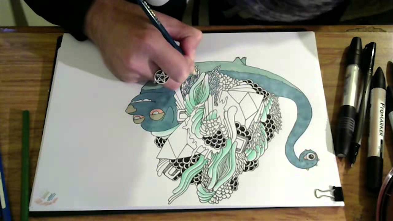 Promarker / copic drawing doodle by Foxko Creates. - YouTube