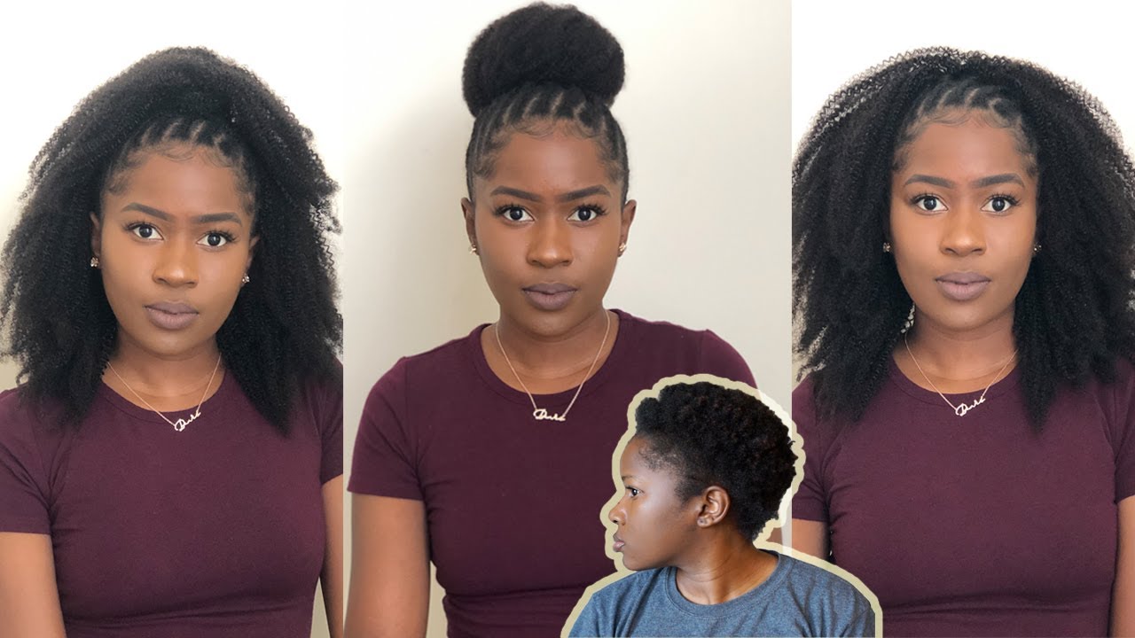 4 VERY EASY Braid Styles On Short 4C Natural Hair Using Clip-ins ...