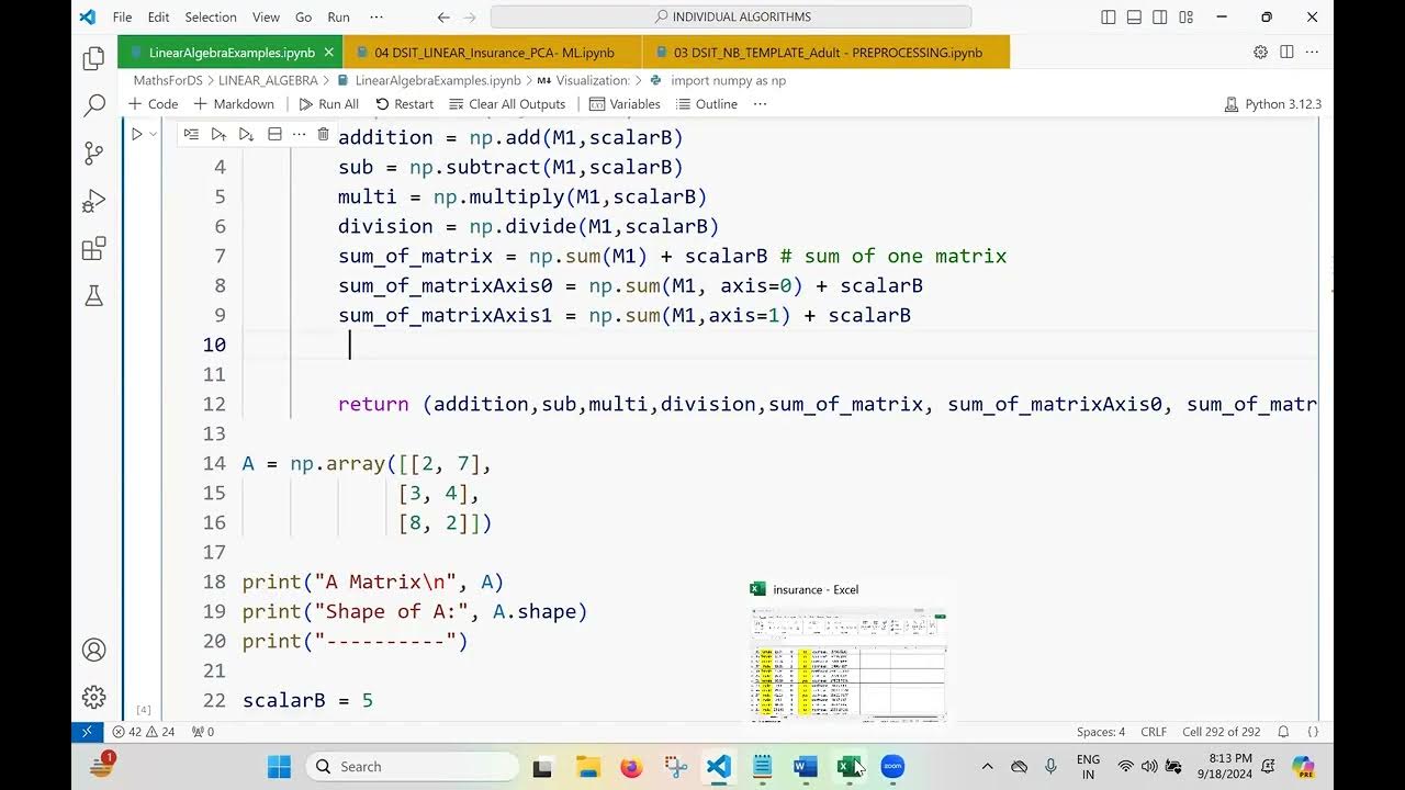 Day 02-DSIT- Matrices and Tensors (Linear Algebra Part 2) Mathematics for Machine Learning & DL ...