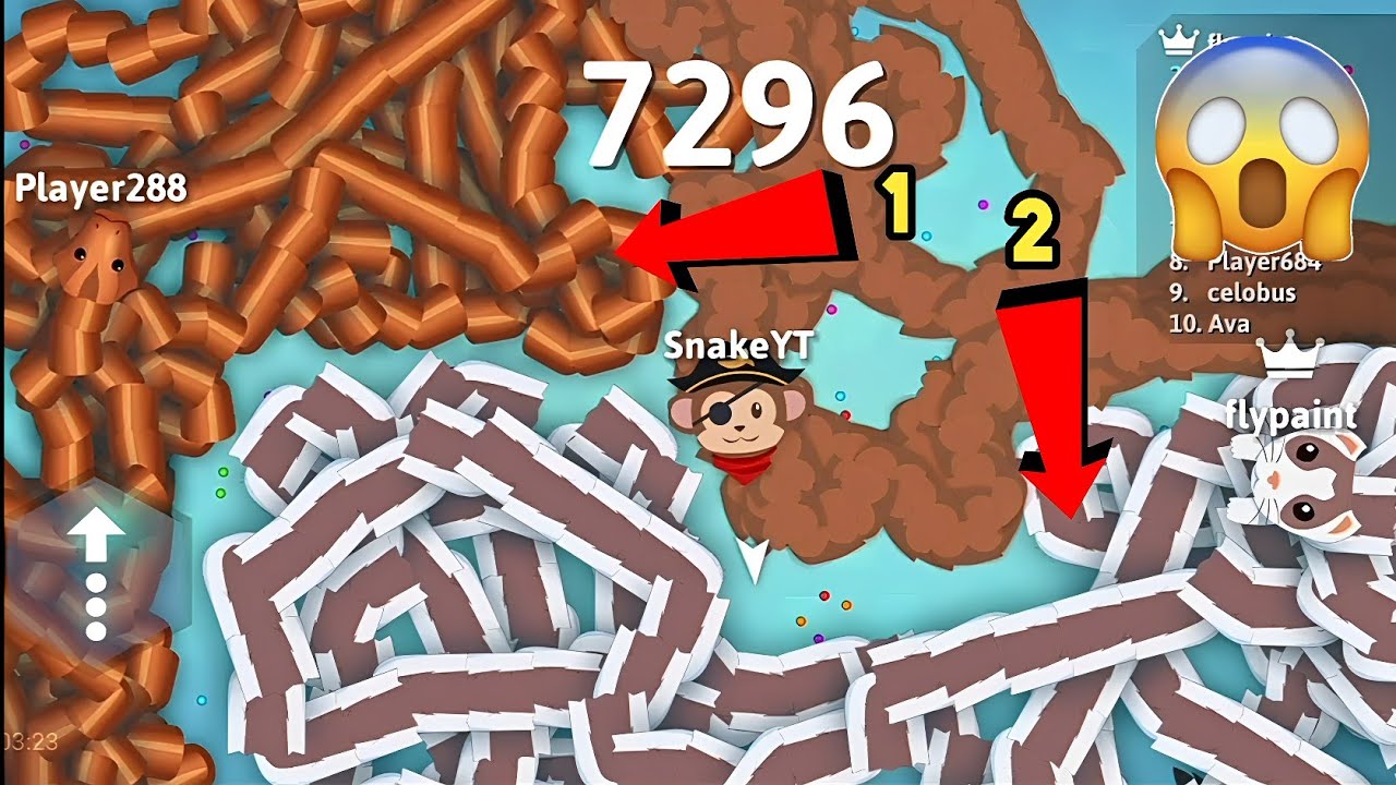 Snake. Io 🐍 Tiny Noob Snake Can Trape 3 Giant Snakes? Epic Snakeio ...