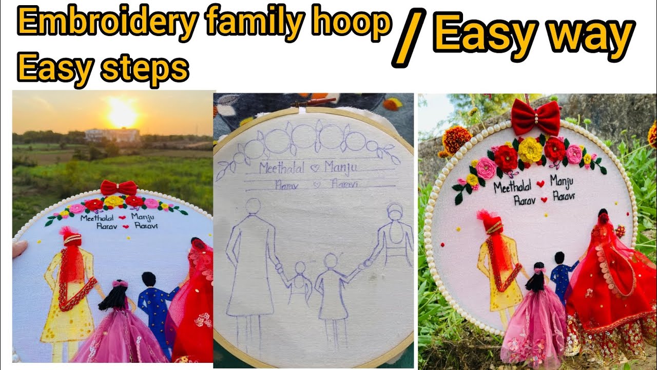 full detailed video for beginners // embroidery family hoop 👑//short ...